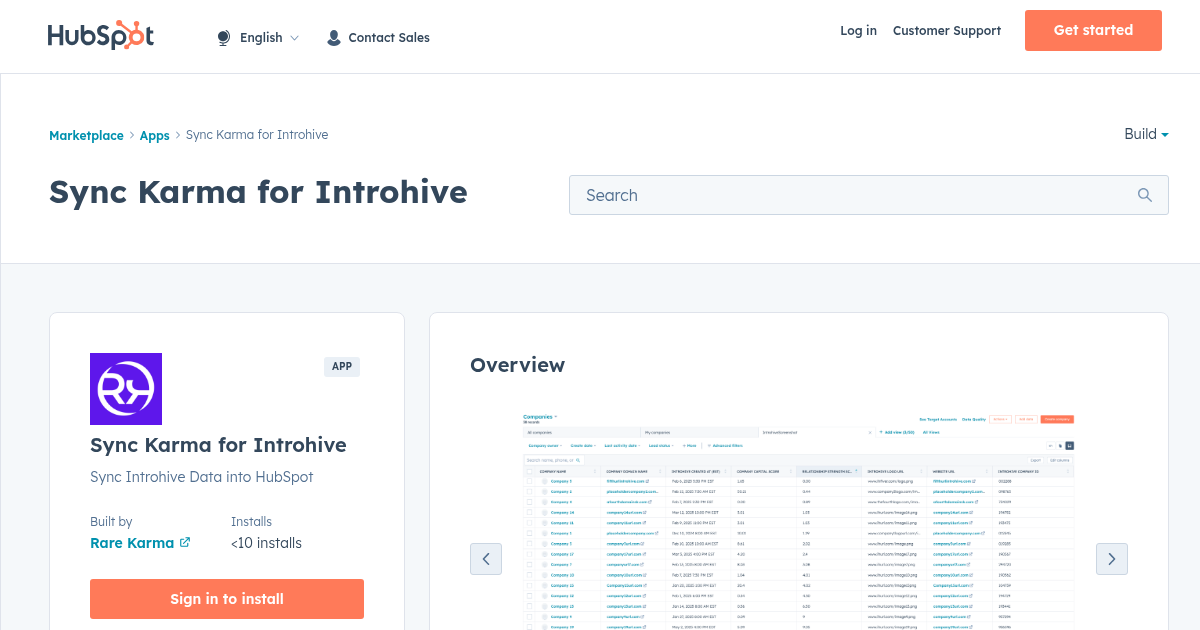 Sync Karma for Introhive - App for HubSpot | HubSpot