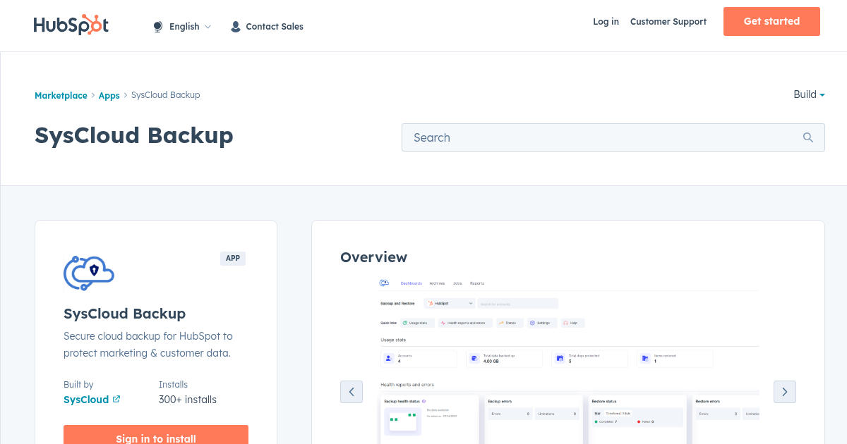 SysCloud Backup - Connector App for HubSpot | SysCloud