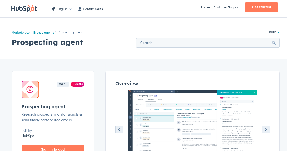 Prospecting Agent - AI Agent for HubSpot | HubSpot