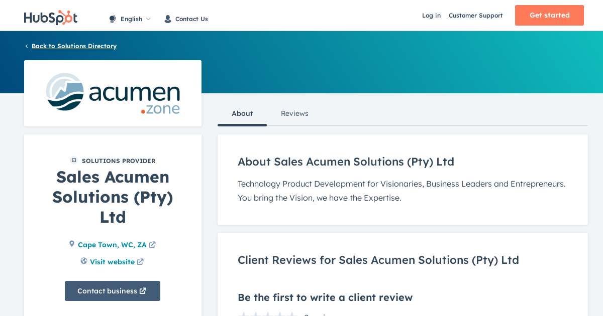 Sales Acumen Solutions (Pty) Ltd Agency Services & Qualifications | HubSpot