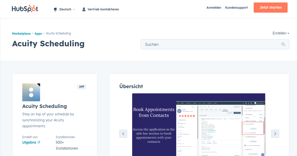 Acuity Scheduling - Zeitplanung App for HubSpot | Ulgebra