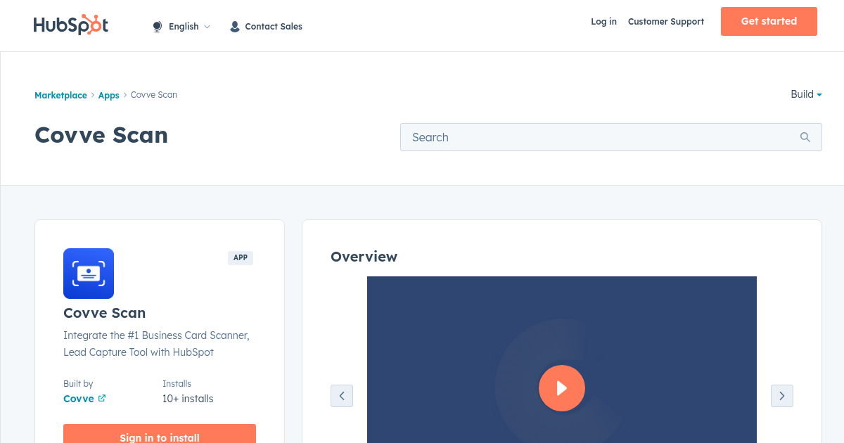 Covve Scan - App for HubSpot | HubSpot