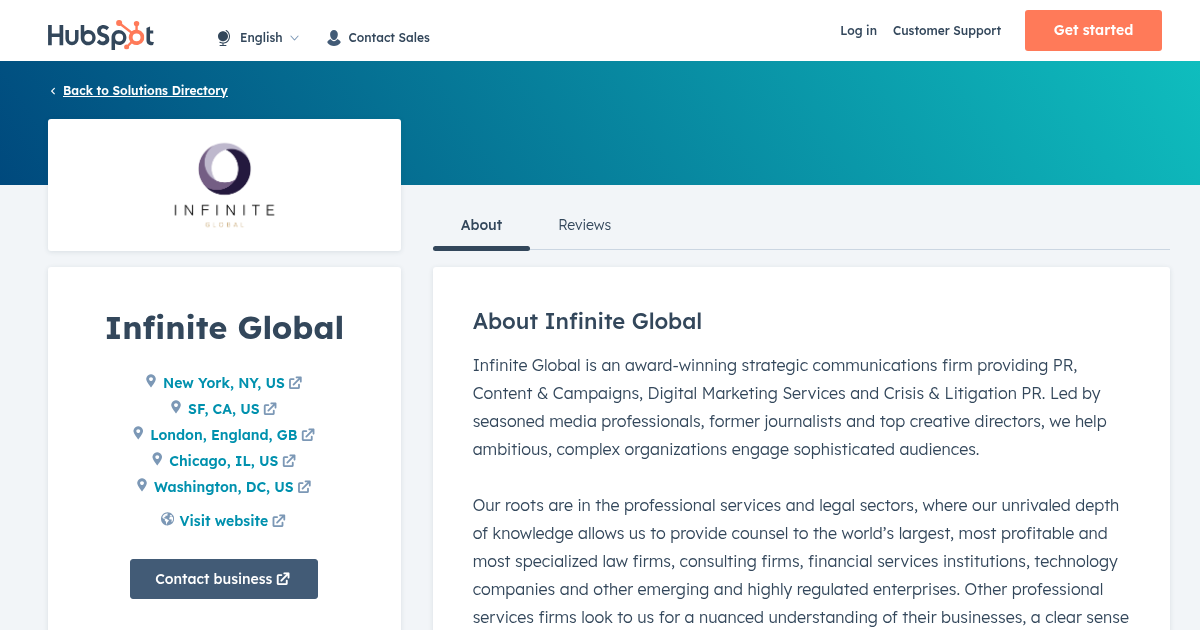 Infinite Global Agency Services & Qualifications | HubSpot