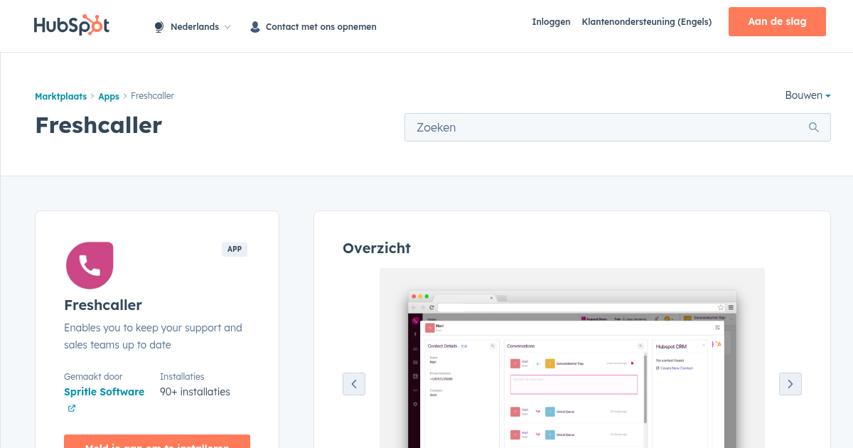 Freshcaller - CRM App voor HubSpot | Spritle Software