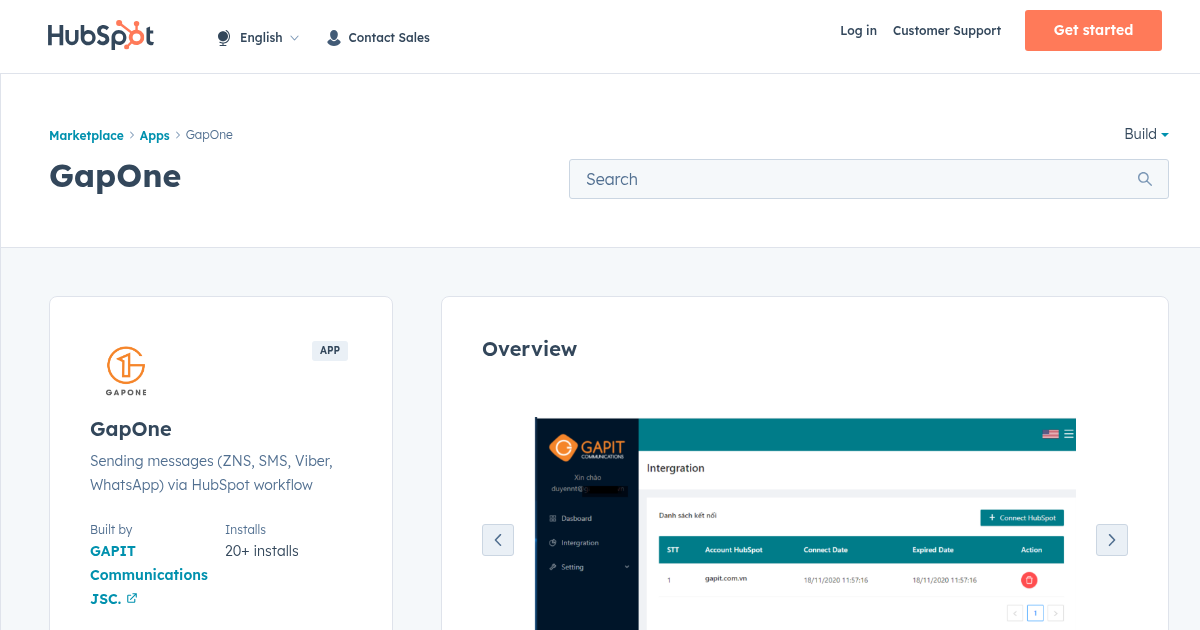 GapOne - SMS App for HubSpot | GAPIT Communications JSC.
