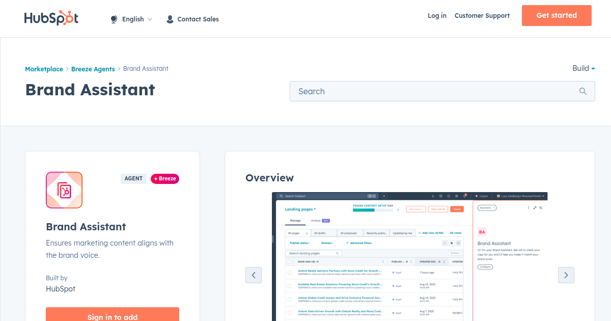 Brand Assistant - AI Agent for HubSpot | HubSpot