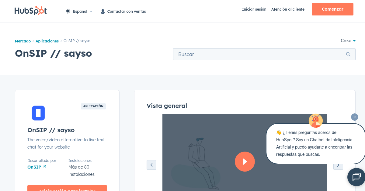 OnSIP // sayso - Aplicaciones de Live chat para HubSpot | OnSIP