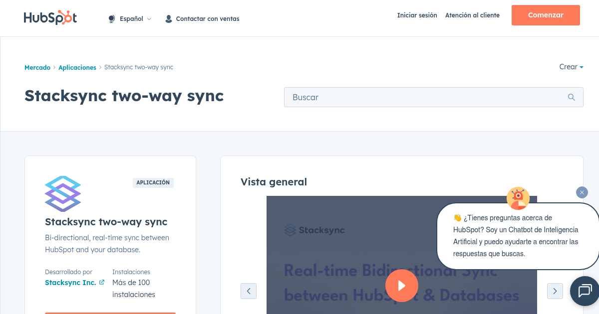 Stacksync two-way sync - Aplicaciones de para HubSpot | HubSpot