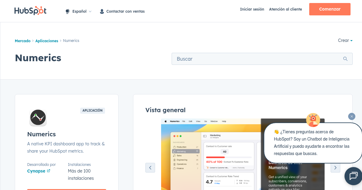 Numerics - Aplicaciones de Analíticas de marketing para HubSpot | Cynapse