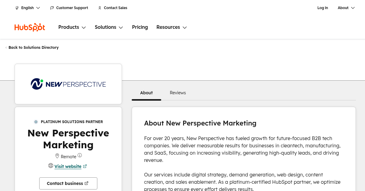 New Perspective Marketing Agency Services & Qualifications | HubSpot