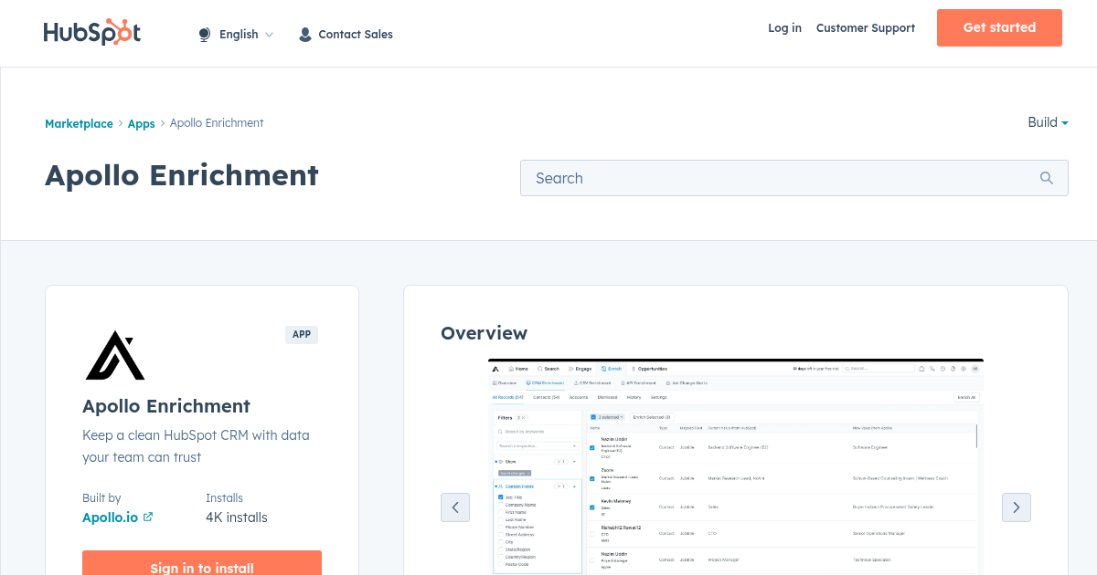Apollo Enrichment - App for HubSpot