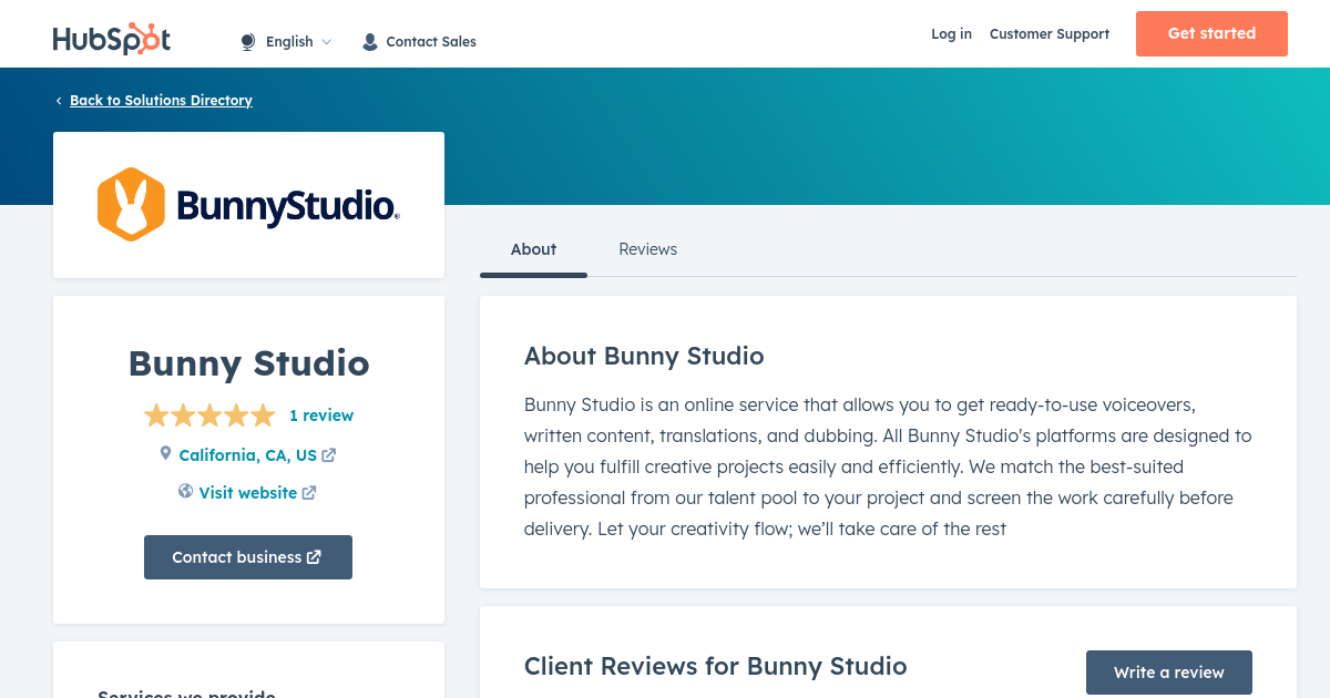 Serviços e qualificações da agência Bunny Studio | HubSpot