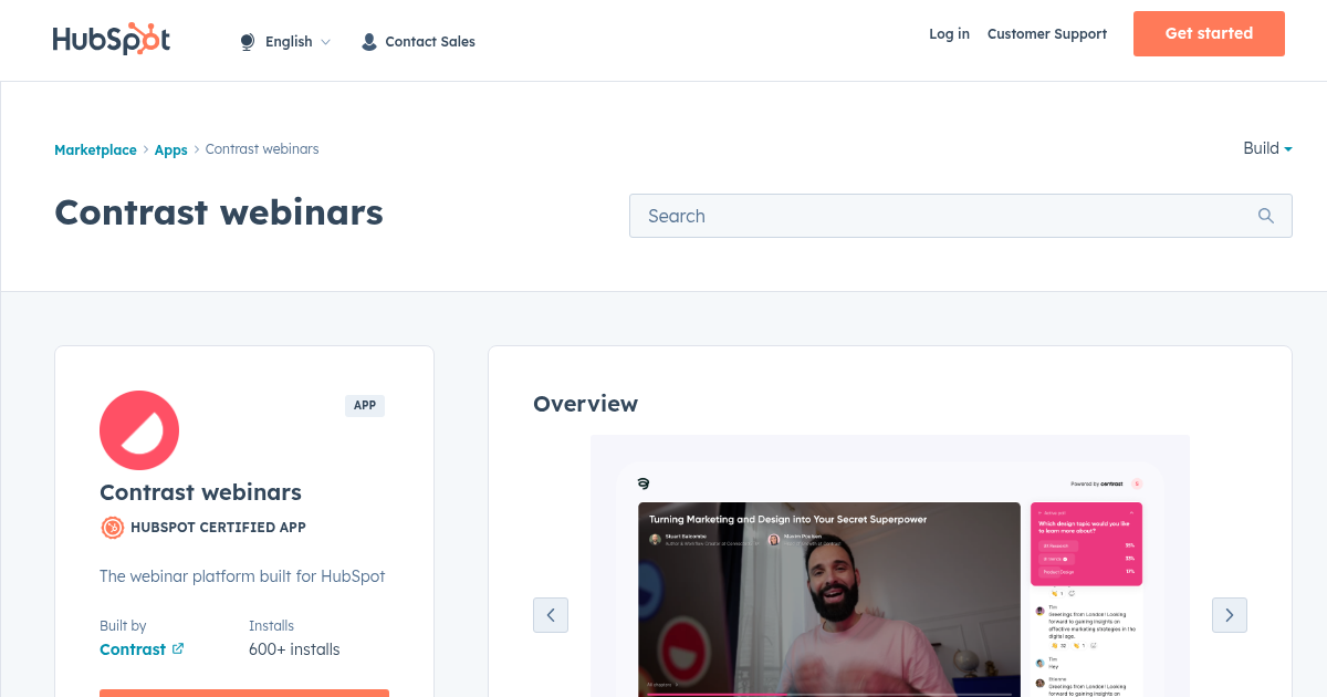 Contrast webinars - App for HubSpot