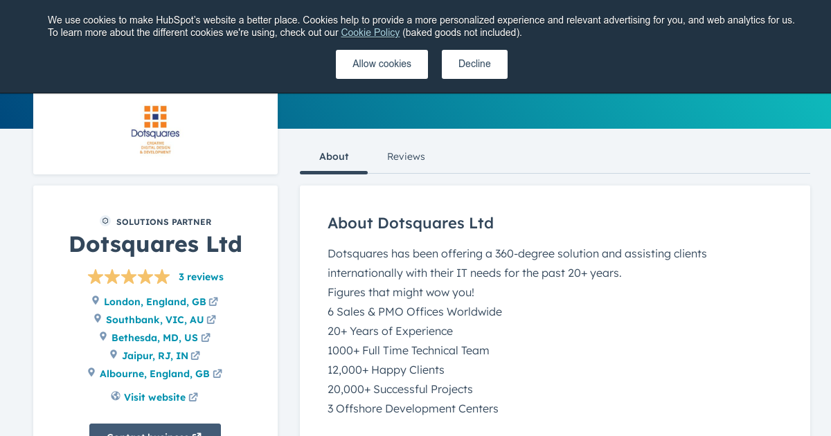 Dotsquares Ltd Agency Services & Qualifications | HubSpot