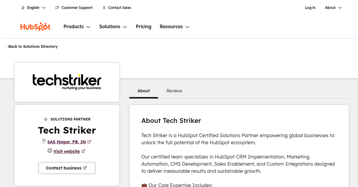 Tech Striker Agency Services & Qualifications | HubSpot