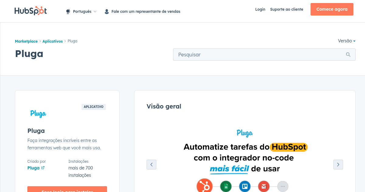 Pluga - Connector Aplicativo para HubSpot | Pluga